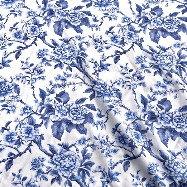 Blue Toile Fabric - Etsy