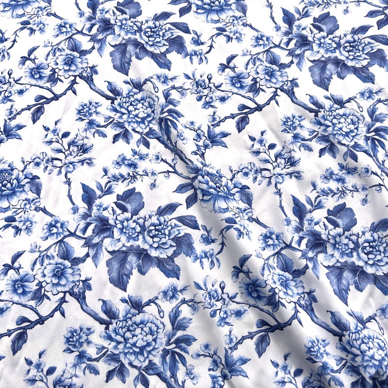 Blue Toile Fabric - Etsy