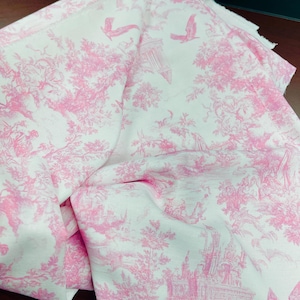 Pink Toile Fabric. Vintage Classic Fabric of an English Country Garden ...