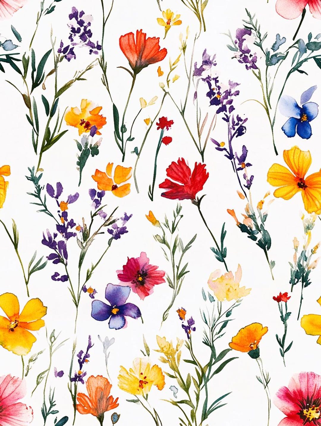 Colorful Floral Pattern Cotton Fabric by the Yard Floral Pattern 1 Yard ...