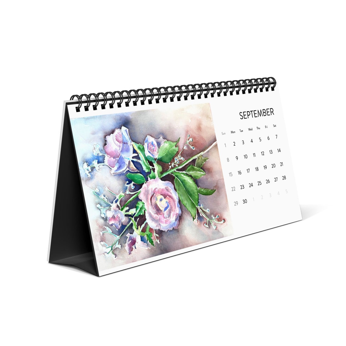 Watercolor Flowers Desktop Calendar 2024 Grid - Etsy