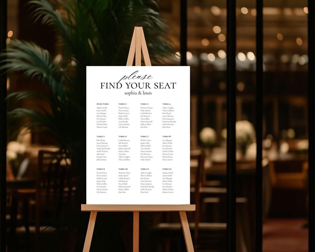 Customizable Wedding Seating Chart - Editable Canva Template for 2025 ...