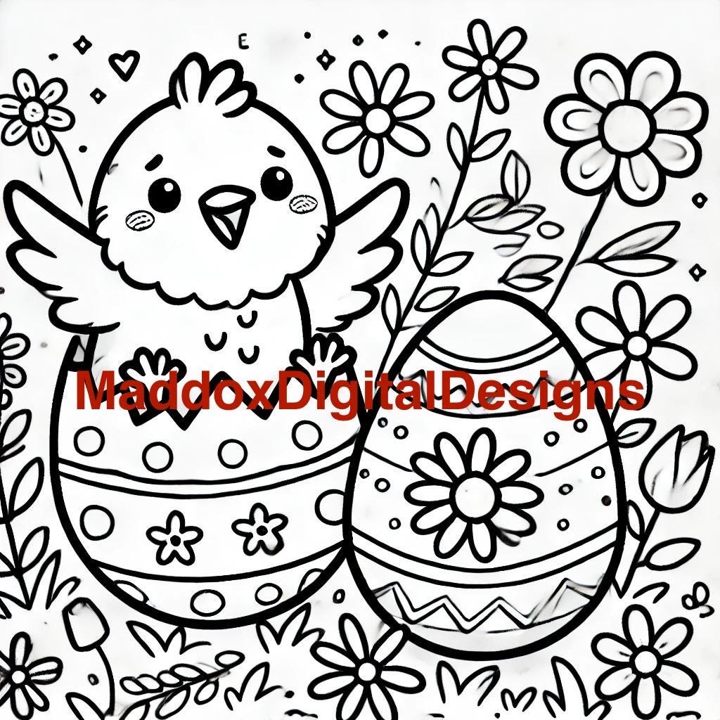 Kids Easter/spring Coloring Page Bundle - Etsy