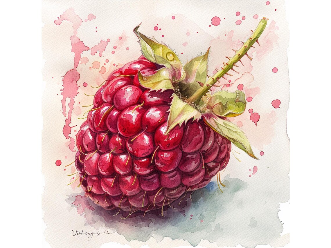 Watercolor Raspberry Clipart PNG, Digital Download - Etsy