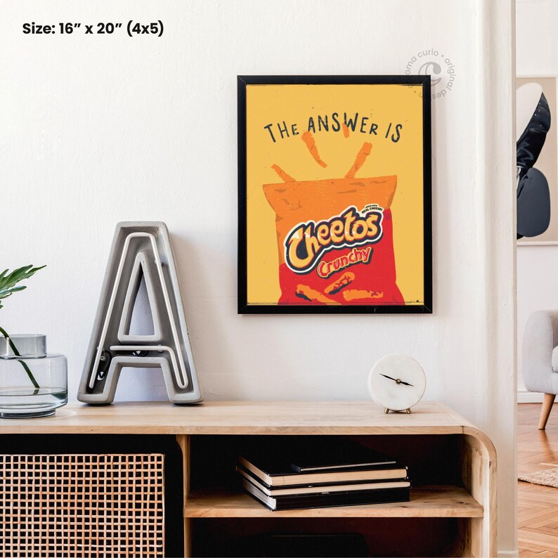 The Answer is Cheetos | Funny Illustration Print Wall Art Snack Lover ...
