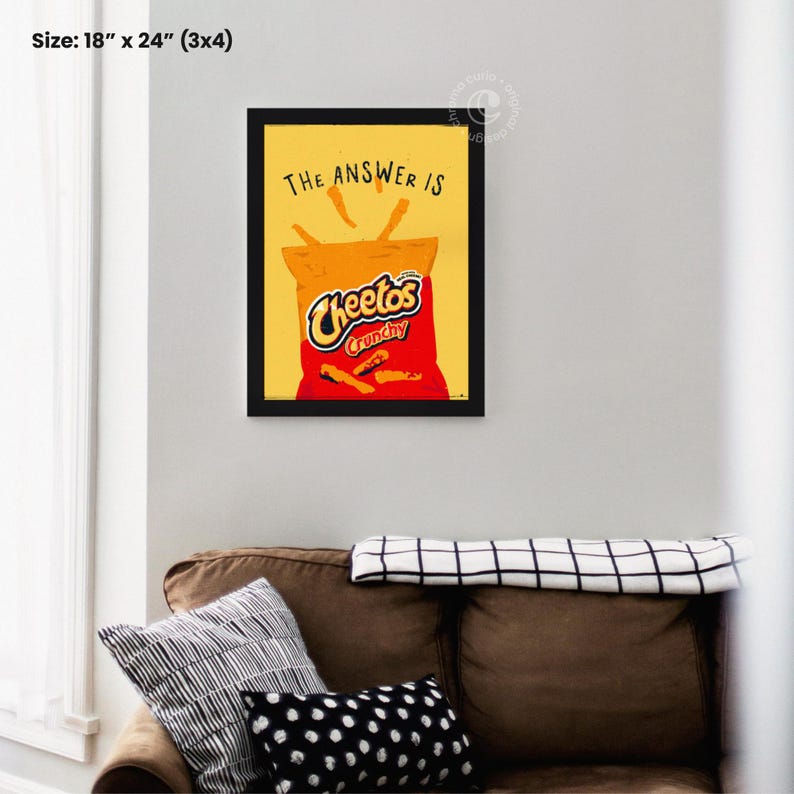 The Answer is Cheetos | Funny Illustration Print Wall Art Snack Lover ...