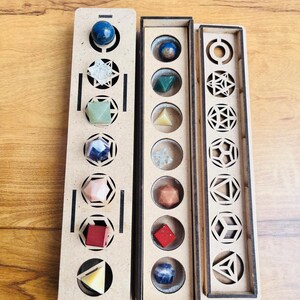 7 Chakra Sacred Geometry Set Platonic Solids Natural Gemstone Crystal ...