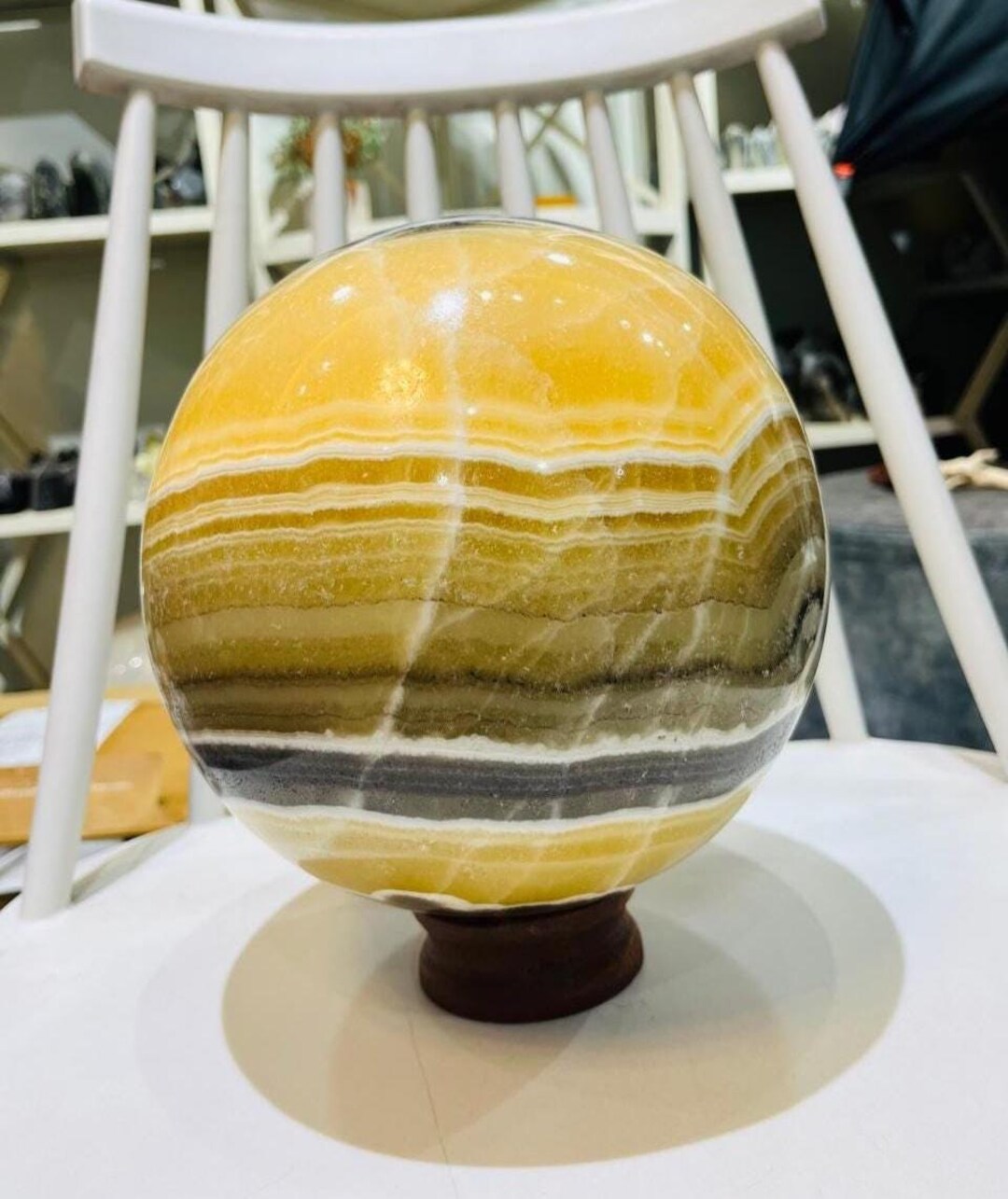Huge Zebra Calcite Sphere | Amazing Striped Calcite Ball | Healing ...