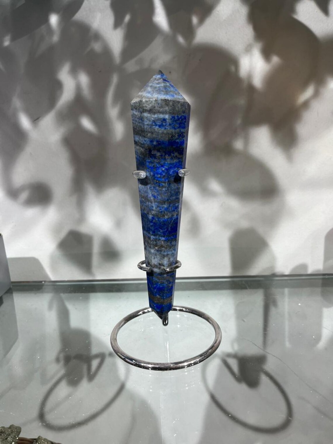 Large Lapis Lazuli Crystal Double Point With Steel Stand Gemstone ...
