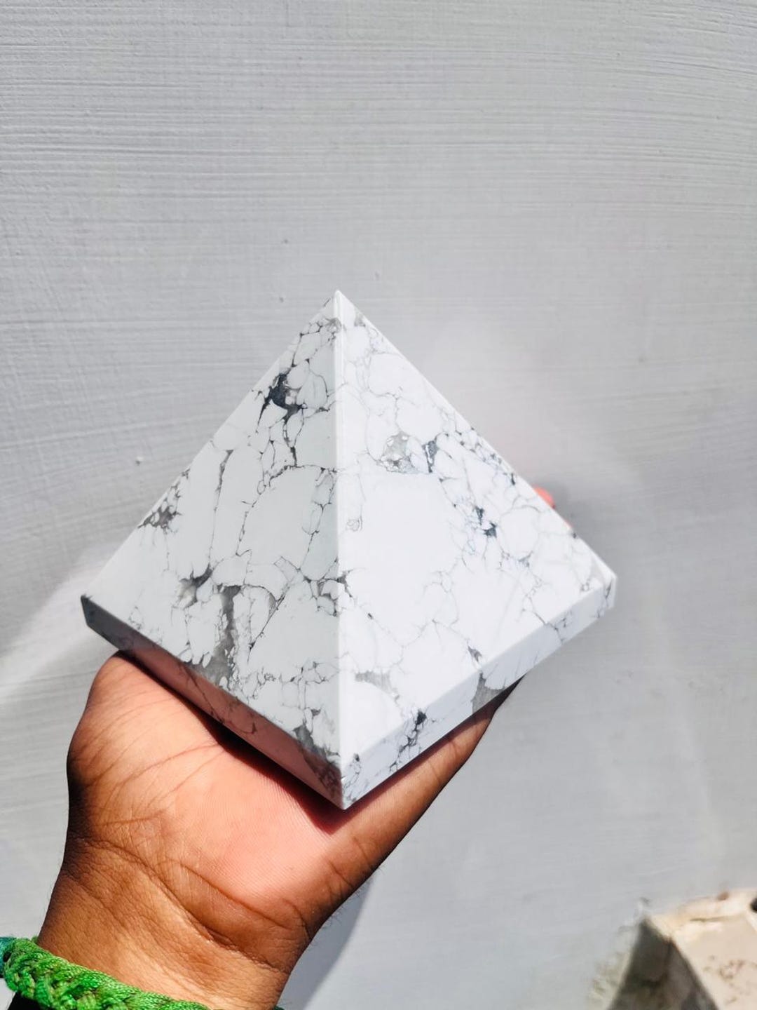 Large Howlite Crystal Pyramid(100mm) and Howlite Sphere Ball (100MM) - Etsy