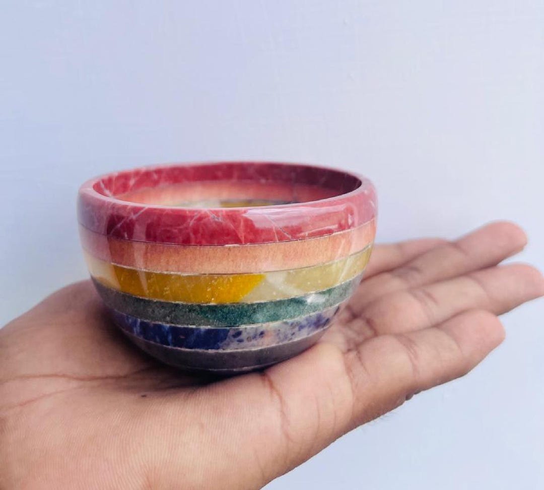 Large Beautiful Seven Chakra Crystal Bowl Hand Carved Crystal Home ...