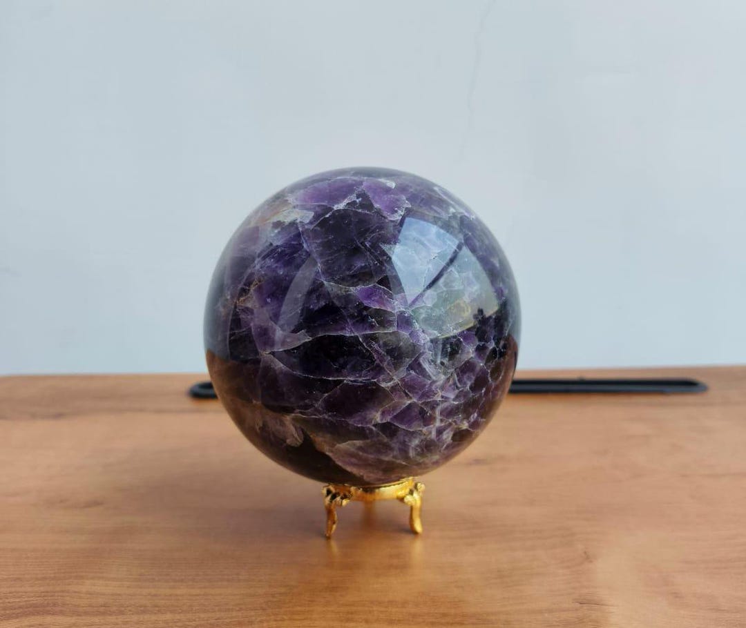 Large 100MM Amethyst Crystal Sphere Ball Hand Carved Crystal Home ...