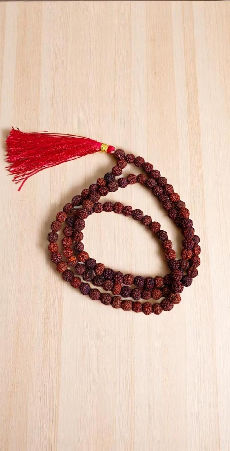 Rudraksha Mala 8 Mm, 108 Japa Mala Knotted, 108 Prayer Mala, Rudraksha ...