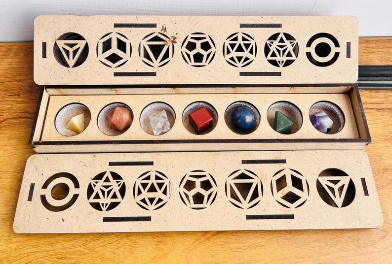 7 Chakra Sacred Geometry Set Platonic Solids Natural Gemstone Crystal ...