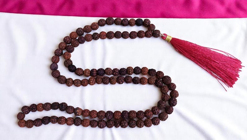 Rudraksha Mala 8 Mm, 108 Japa Mala Knotted, 108 Prayer Mala, Rudraksha ...