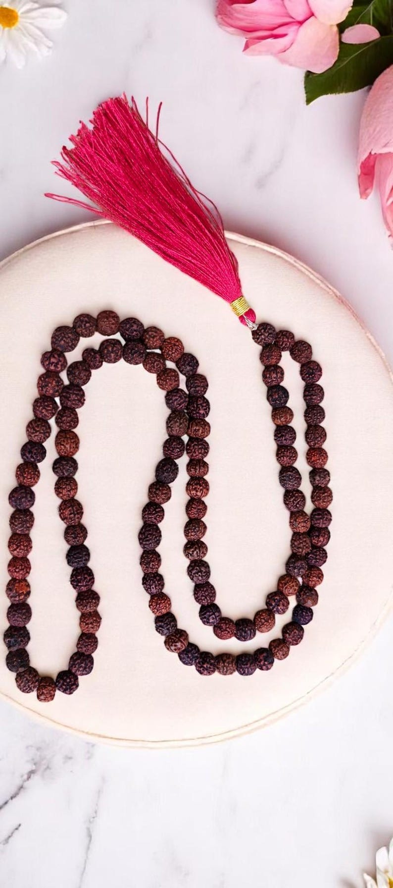 Rudraksha Mala 8 Mm, 108 Japa Mala Knotted, 108 Prayer Mala, Rudraksha ...
