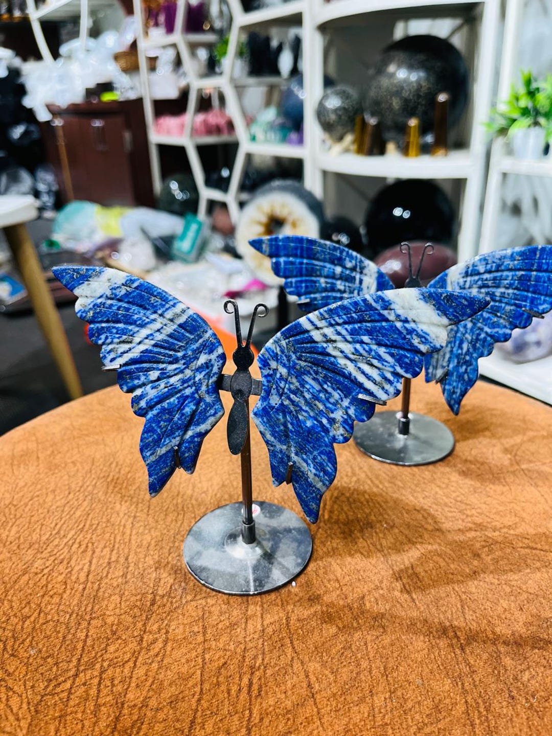4 Inch Lapis Lazuli Butterfly Sculpture on Stand, Natural Blue Crystal ...
