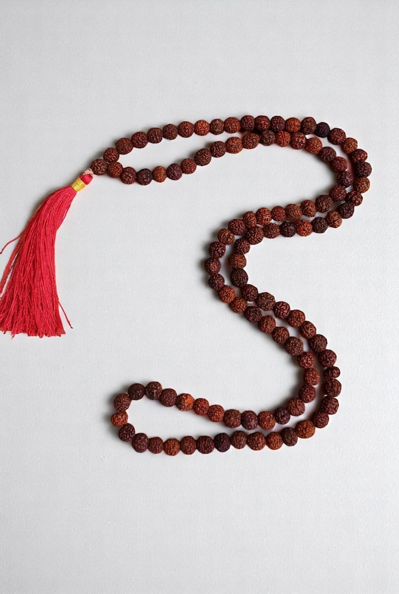 Rudraksha Mala 8 Mm, 108 Japa Mala Knotted, 108 Prayer Mala, Rudraksha ...