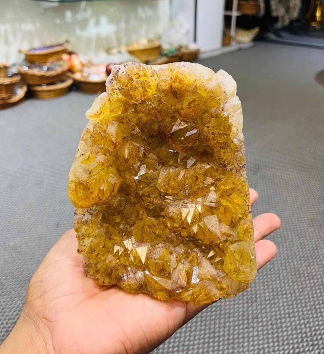 Large Citrine Geode Cluster: Raw Golden Healing Crystal, Home Decor - Etsy