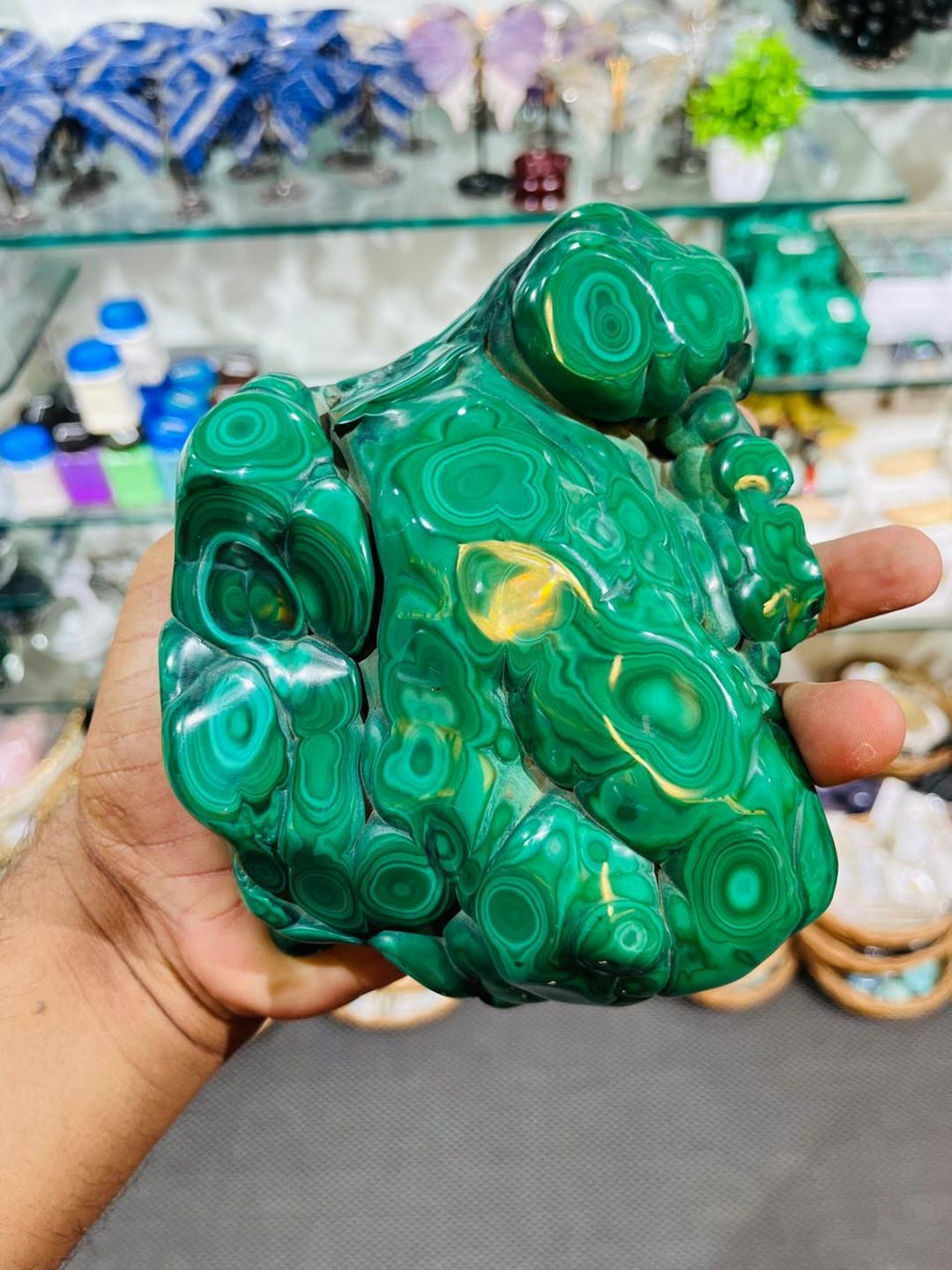 Giant Raw Malachite Specimen: Congo Crystal Display Piece (6x5", 1.2kg ...