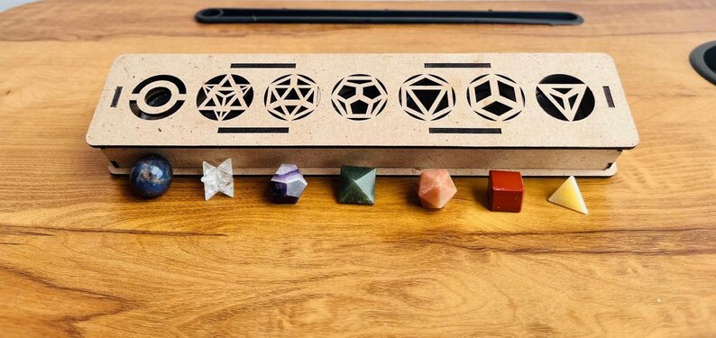7 Chakra Sacred Geometry Set Platonic Solids Natural Gemstone Crystal ...