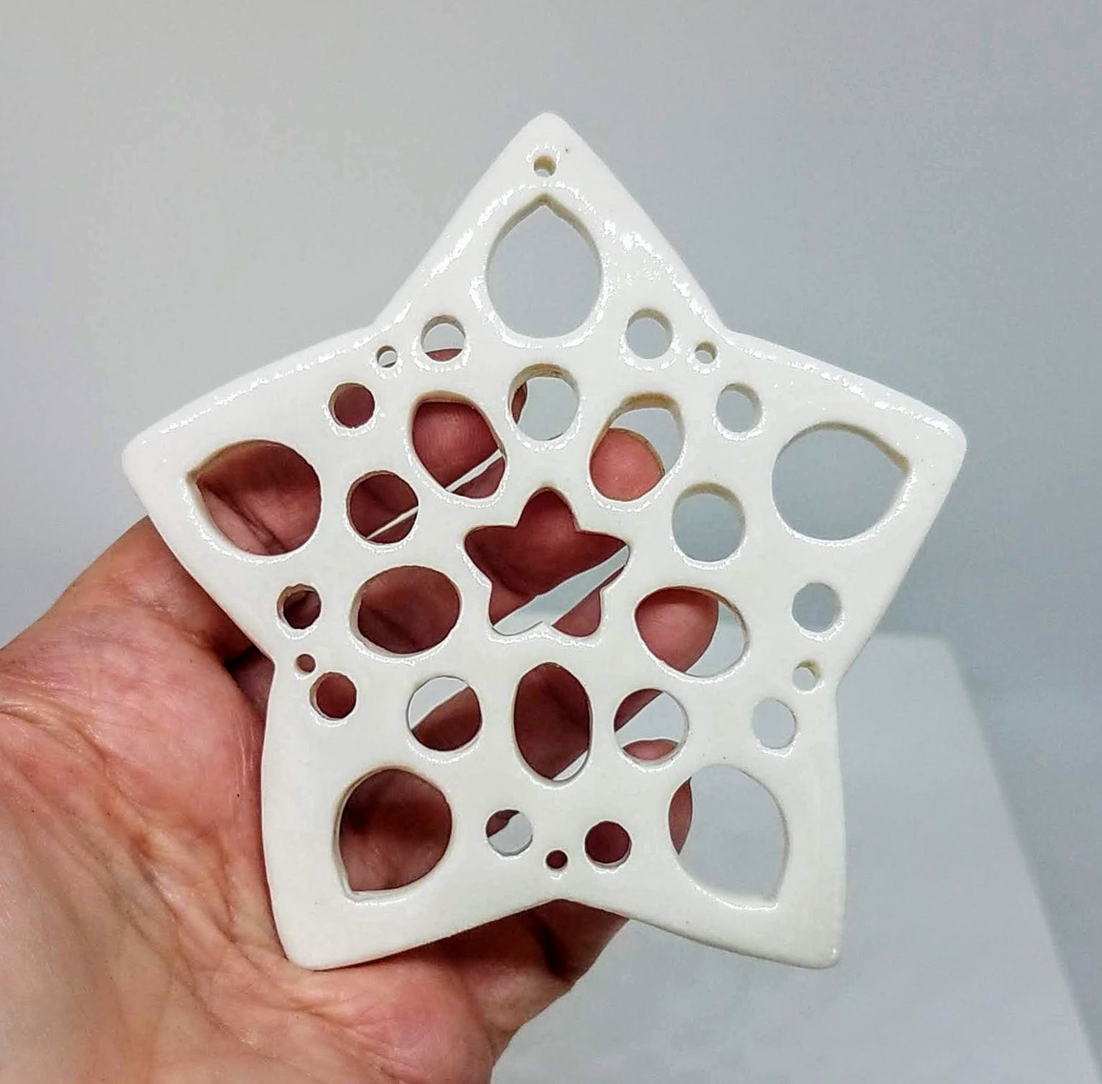 Ceramic Pretty Ornate Ceramic Star Porcelain Ornament | Etsy