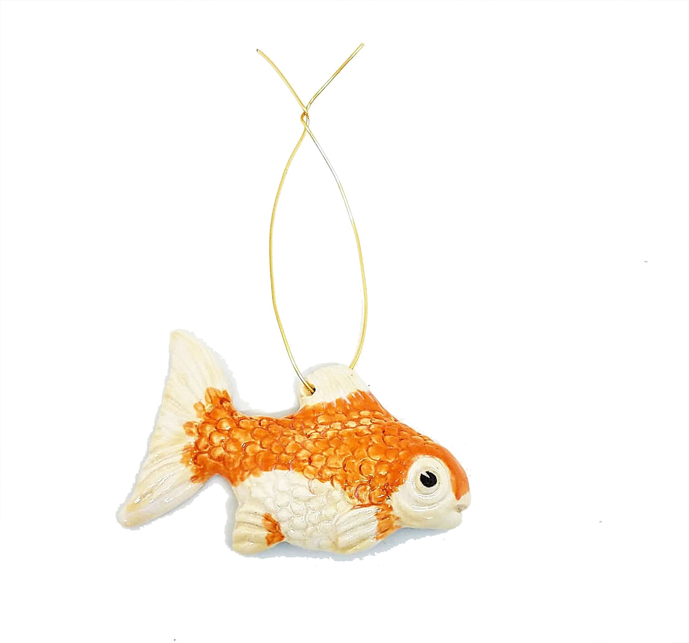 Gold Fish Orange and White Home Decor Ceramic Ornament | Etsy