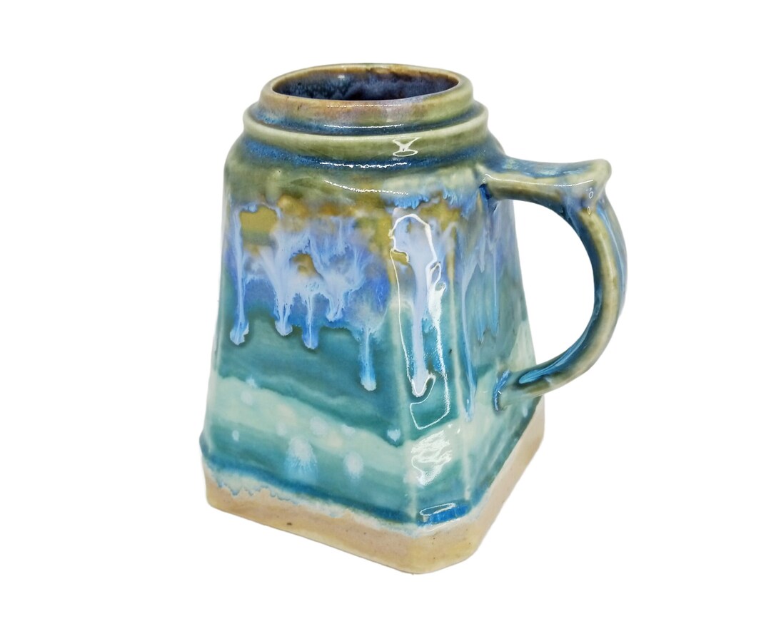 Handmade Kid Ceramic Green and Blue Sea and Surf Mug - Etsy