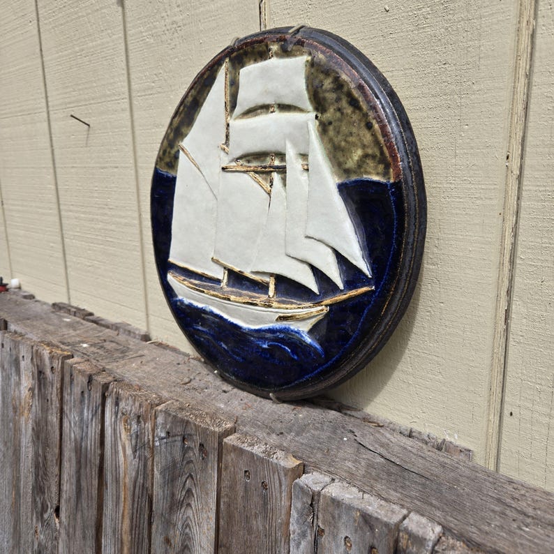 Ceramic Ship Plate Original Relief Boat Tile Sculpture - Etsy