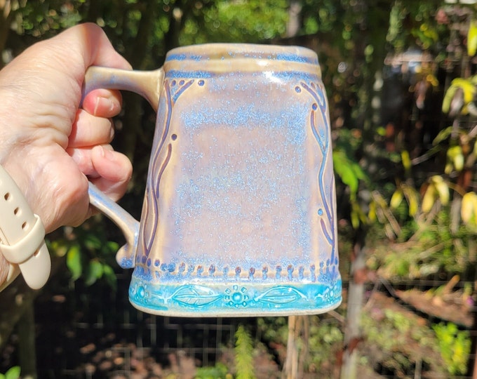 Blue Crystalline With Turquoise Glaze Accents Porcelain Handmade Square ...
