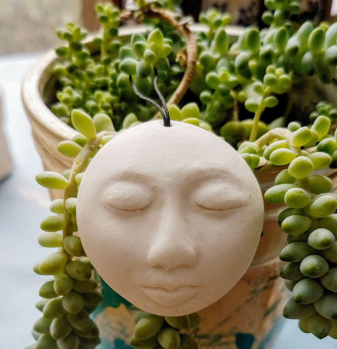 White Moon or Sun Face Ceramic Bisque Porcelain Ornament - Etsy