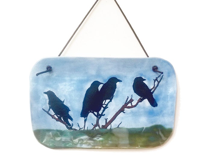 Ceramic Four Crows Motif Wall Art Hanging - Etsy