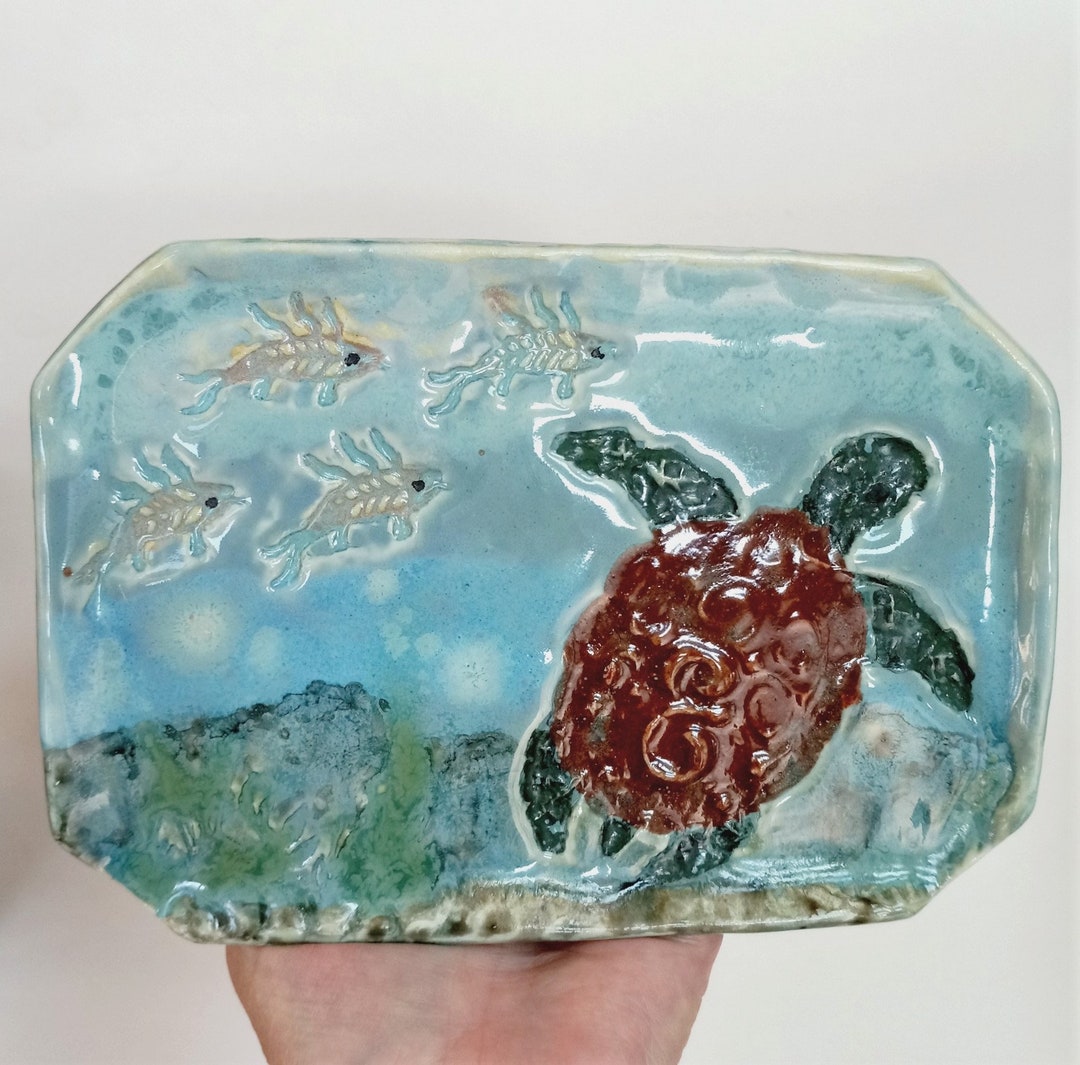 Blue Lagoon Unique Handmade Turtle Tray Small Serving Plate or - Etsy