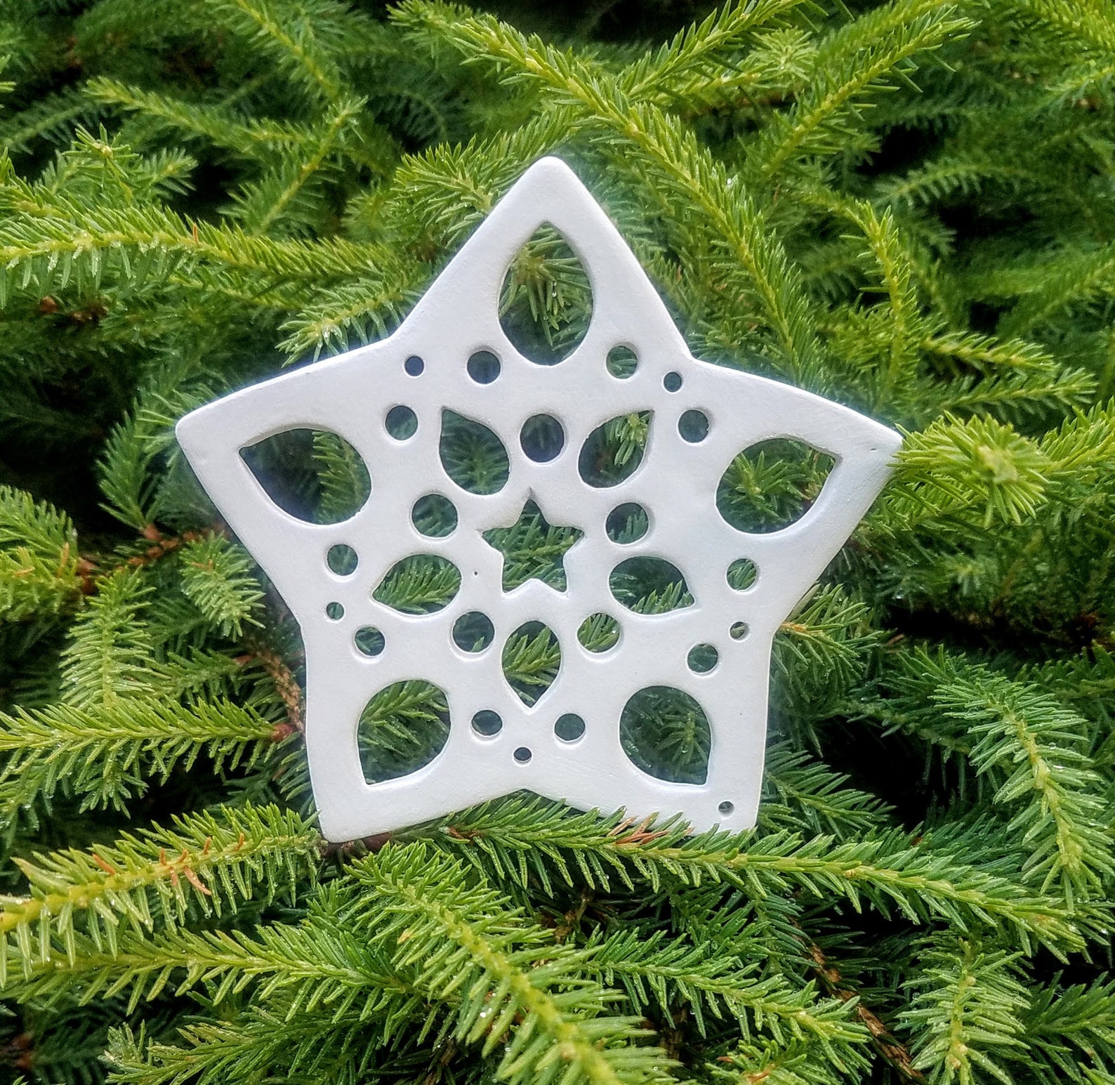 Ceramic Pretty Ornate Ceramic Star Porcelain Ornament - Etsy