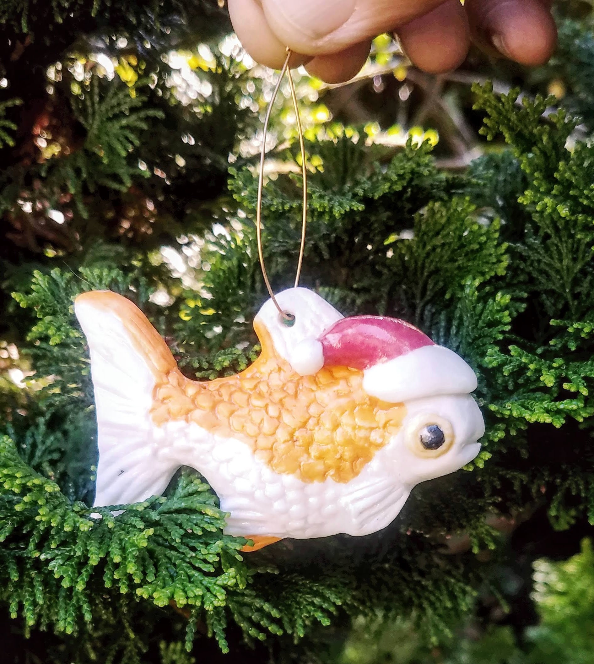 Santa Gold Fish Orange and White Home Decor Ceramic Ornament | Etsy