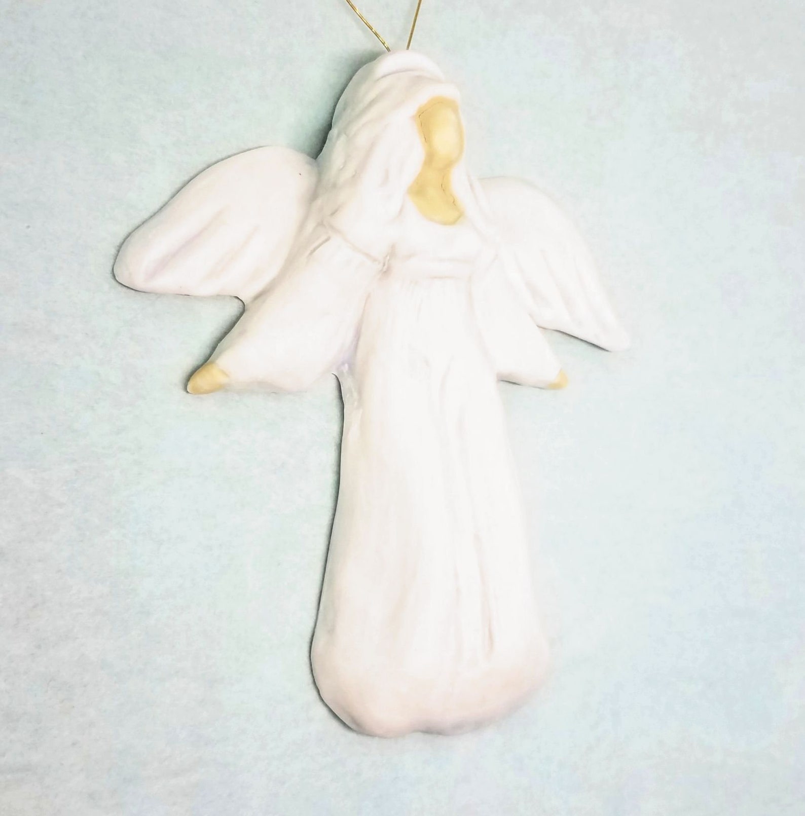 Angel Ornament Miniature Figurine Ceramic Pastel Blue | Etsy