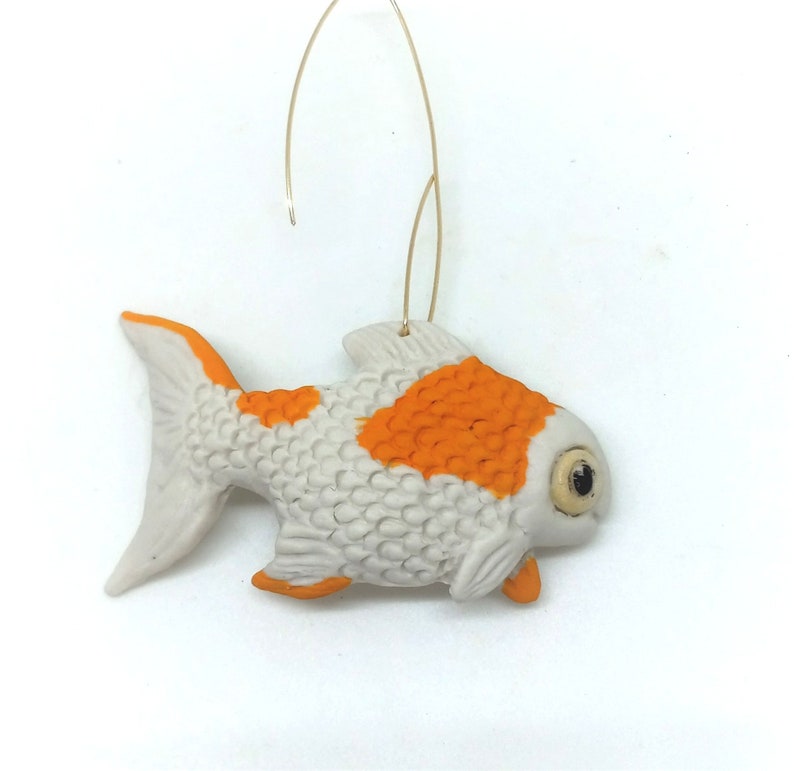 Gold Fish Orange and White Home Decor Ceramic Ornament | Etsy