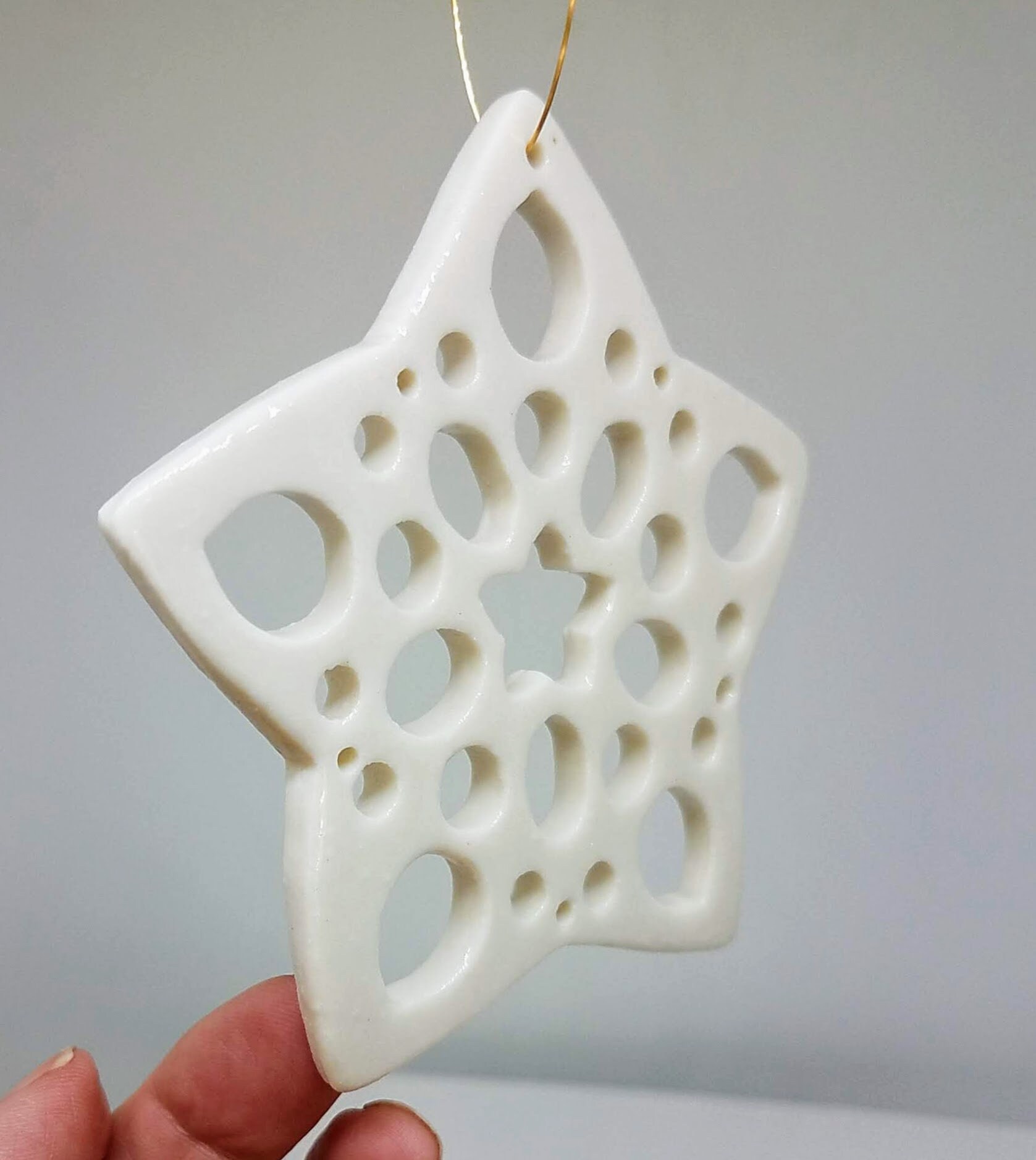 Ceramic Pretty Ornate Ceramic Star Porcelain Ornament | Etsy