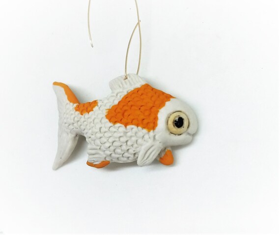 Gold Fish Orange and White Home Decor Ceramic Ornament | Etsy