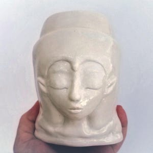 Dnregyptian Lady Face Porcelain Cup Small Planter Vase Handmade Hathor ...