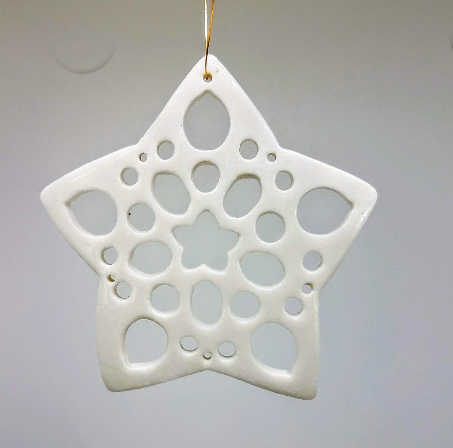 Ceramic Pretty Ornate Ceramic Star Porcelain Ornament - Etsy