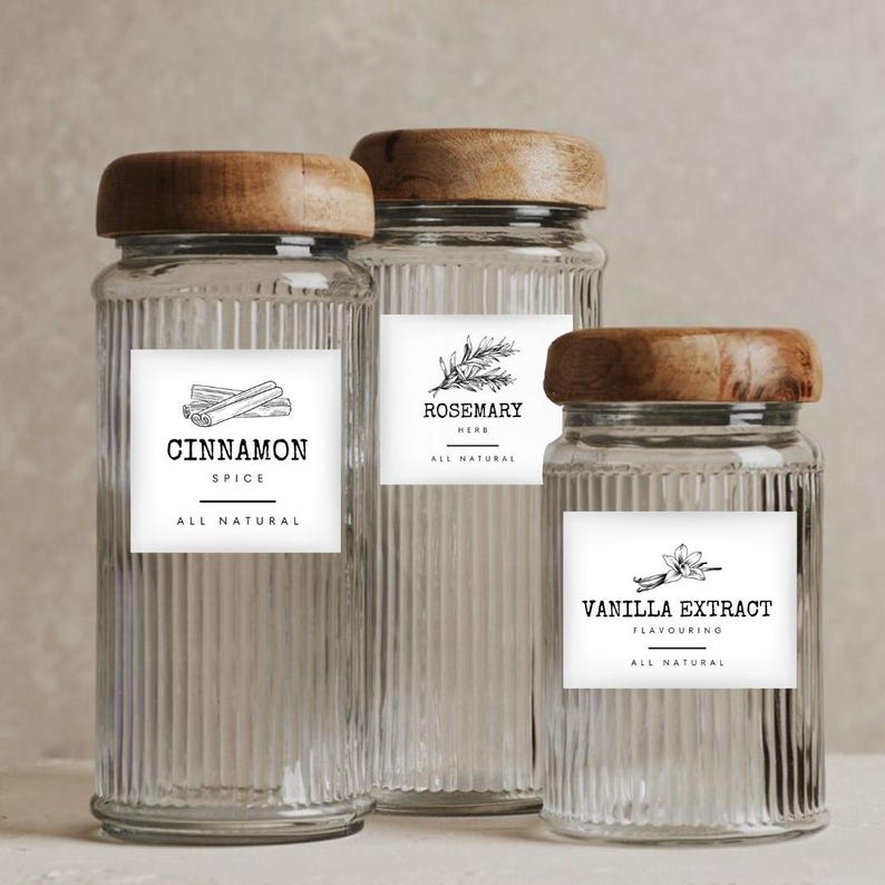 Printable Kitchen Labels, Pantry Organization, All-natural, Spice and ...