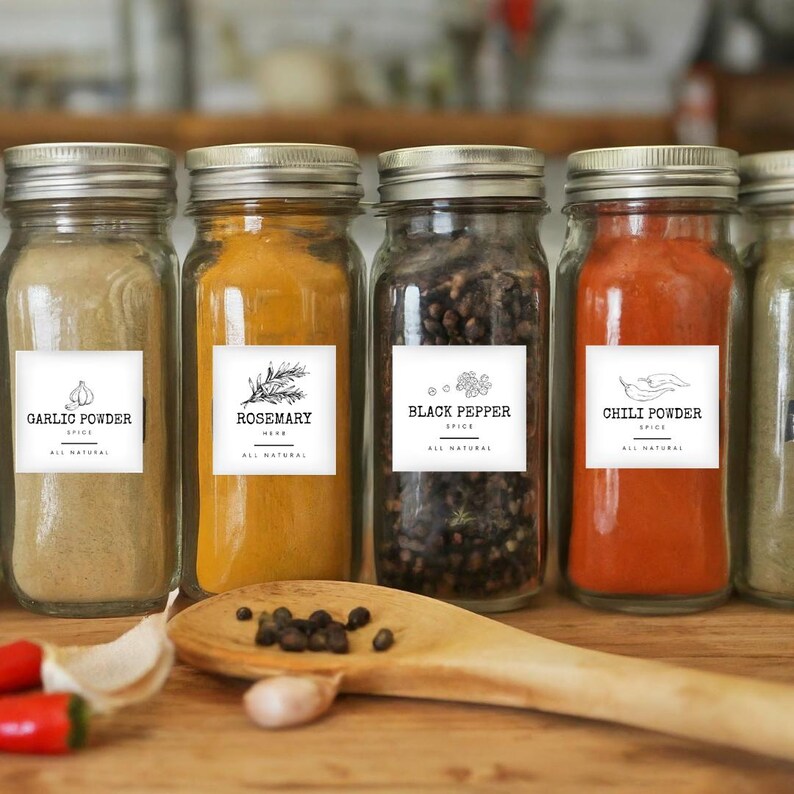 Printable Kitchen Labels, Pantry Organization, All-natural, Spice and ...