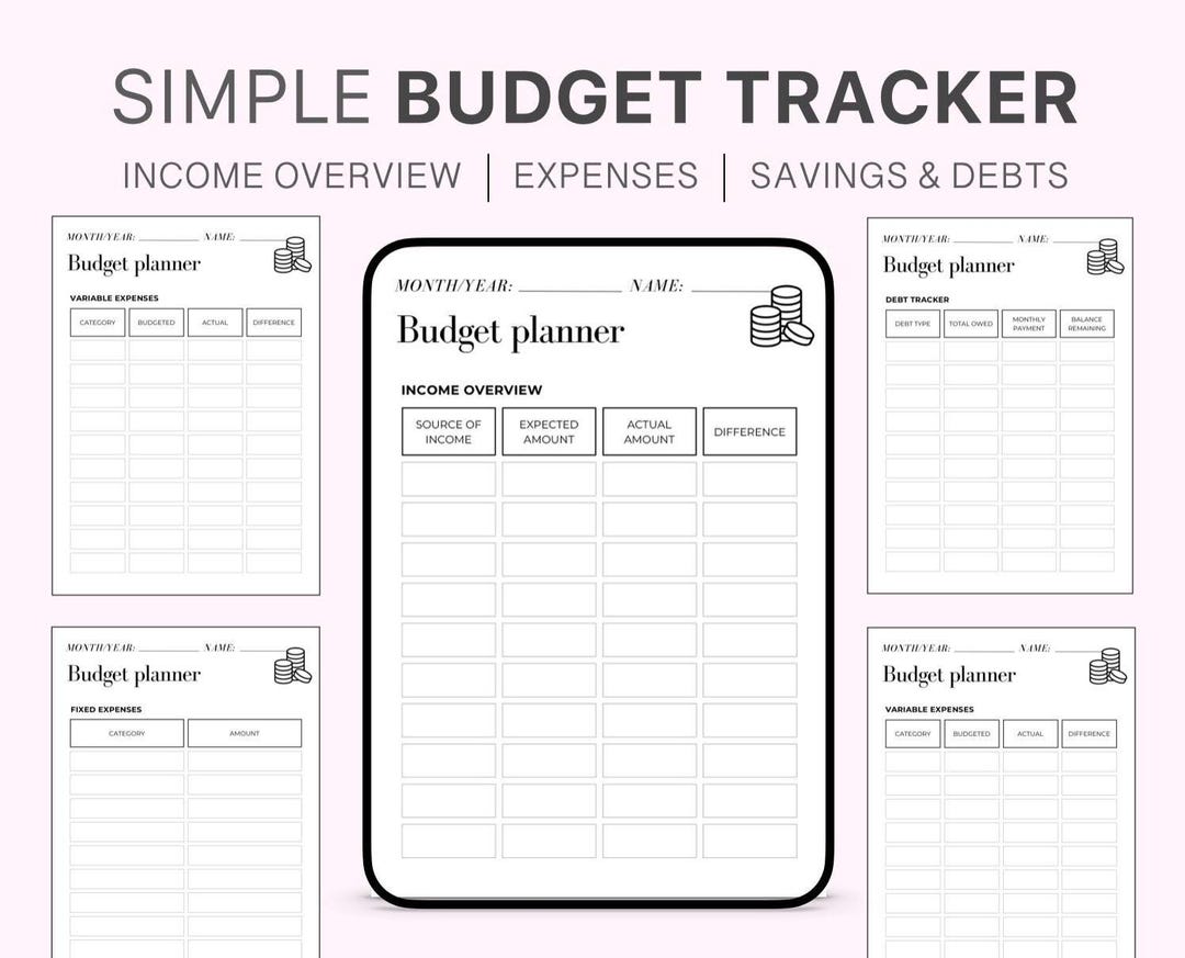 BUDGET PLANNER SIMPLE | Printable Financial Planner | Monthly Budget ...