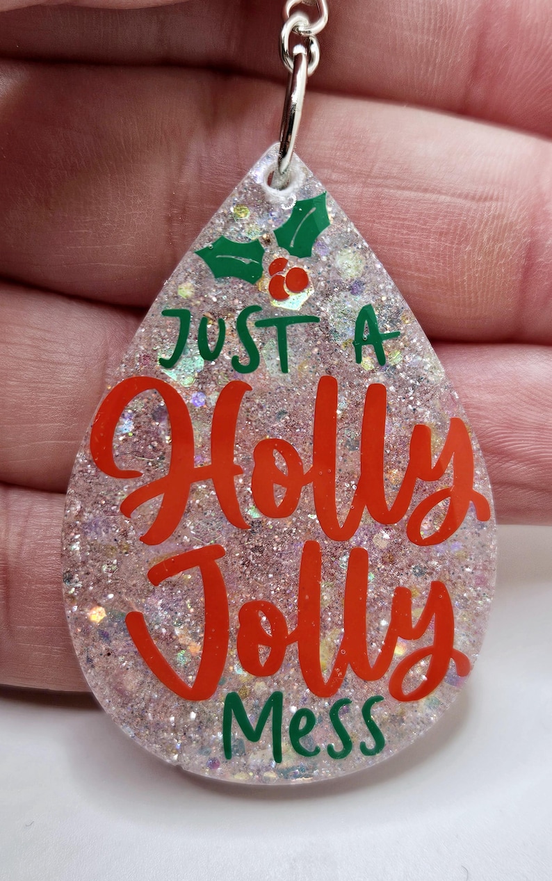 Festive Holly Jolly Mess Earring - Christmas - Resin - Handcrafted ...