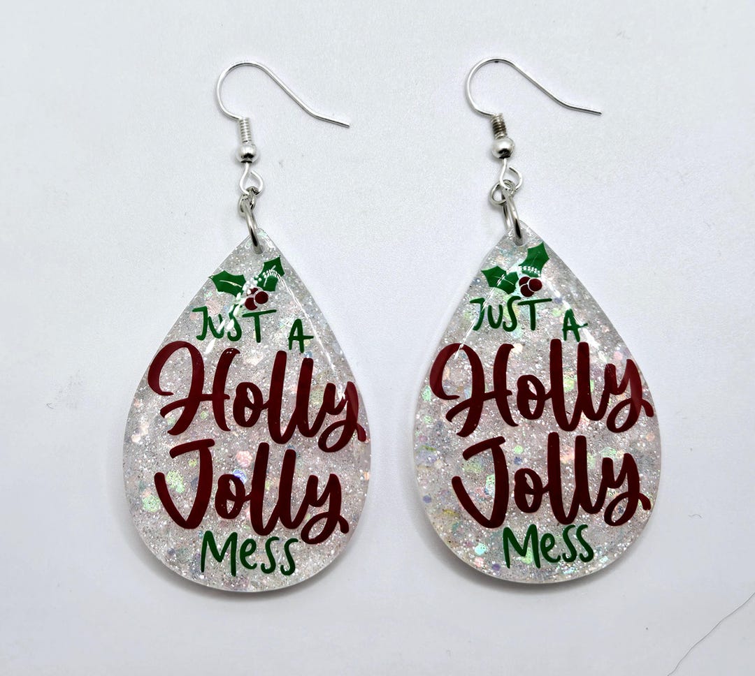 Festive Holly Jolly Mess Earring - Christmas - Resin - Handcrafted ...