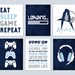 Video Game Art Prints, Gamer Room Decor for Boy, Eat Sleep Game Repeat ...