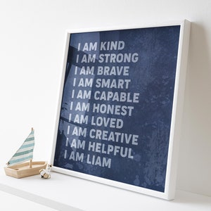 Positive Affirmations for Boys Room Decor, Personalized Gift for Boy ...