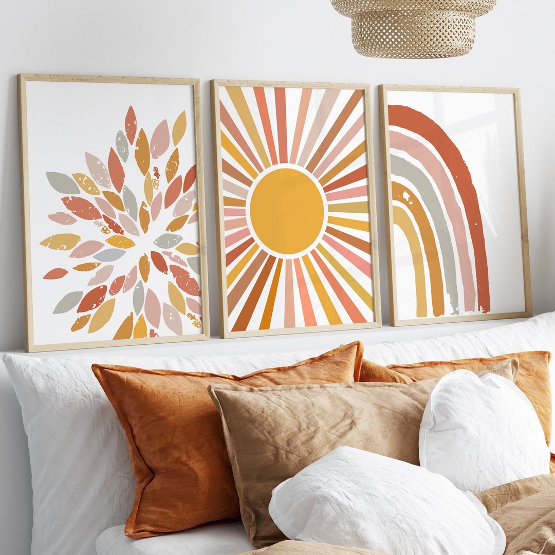 Boho Decor Wall Art, Boho Rainbow Art, Boho Wall Art for Girls Room ...