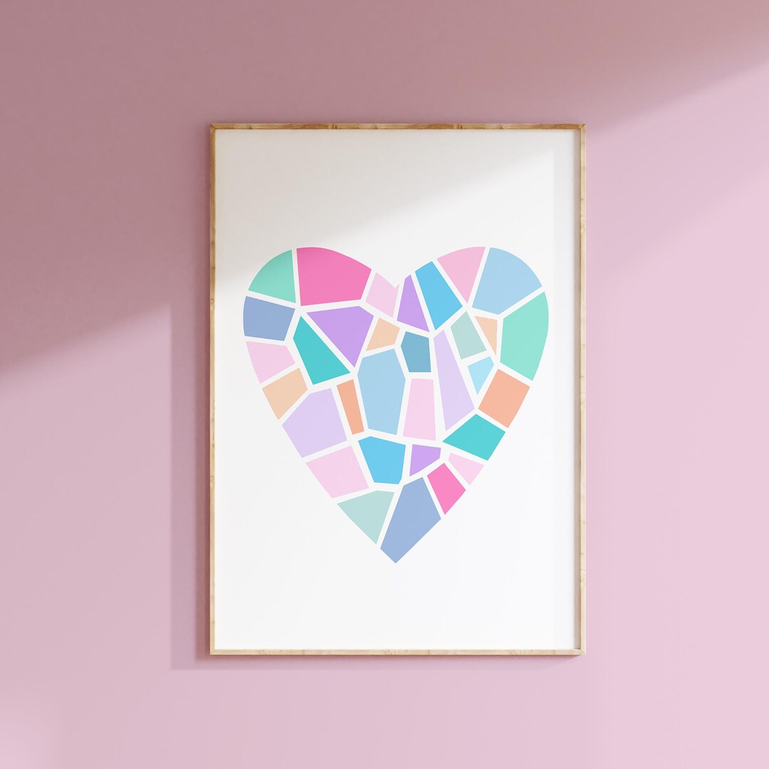 Tween Girl Bedroom Decor, Colorful Heart Wall Art, Tween Girl Room ...